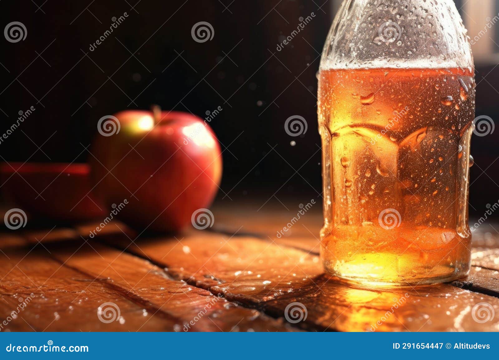 A Backlit, Sweaty Bottle of Cider with Condensation Droplets Stock ...