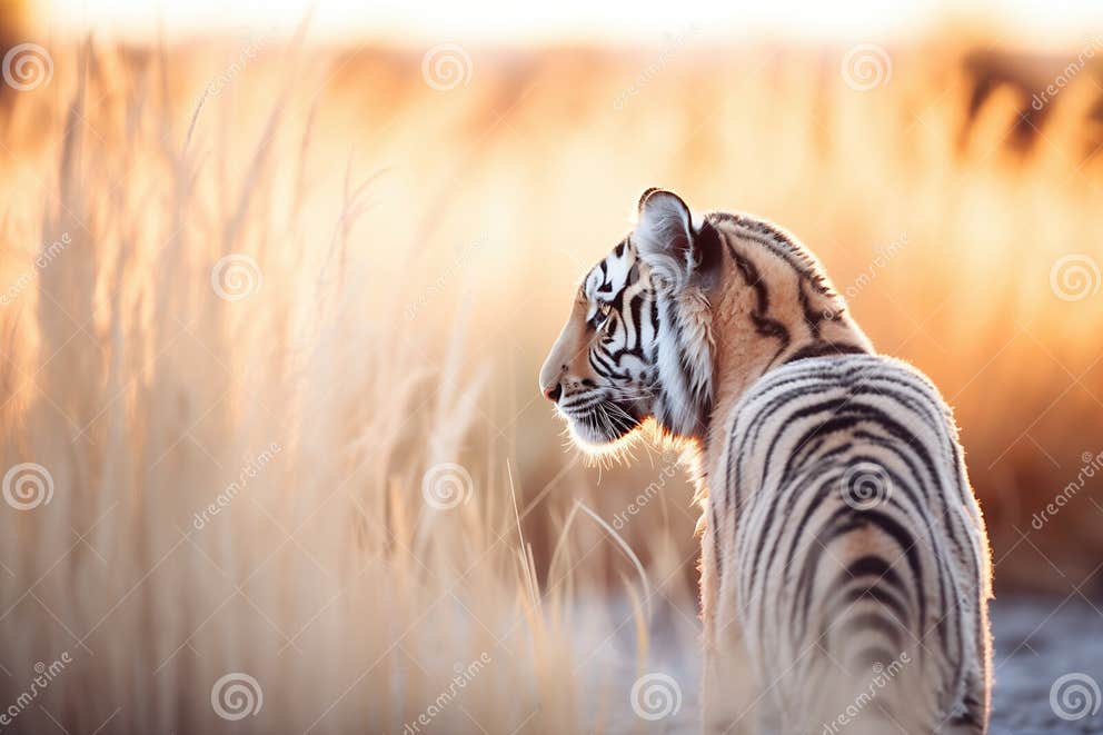 Backlit Tiger during Golden Hour Stock Illustration - Illustration of ...