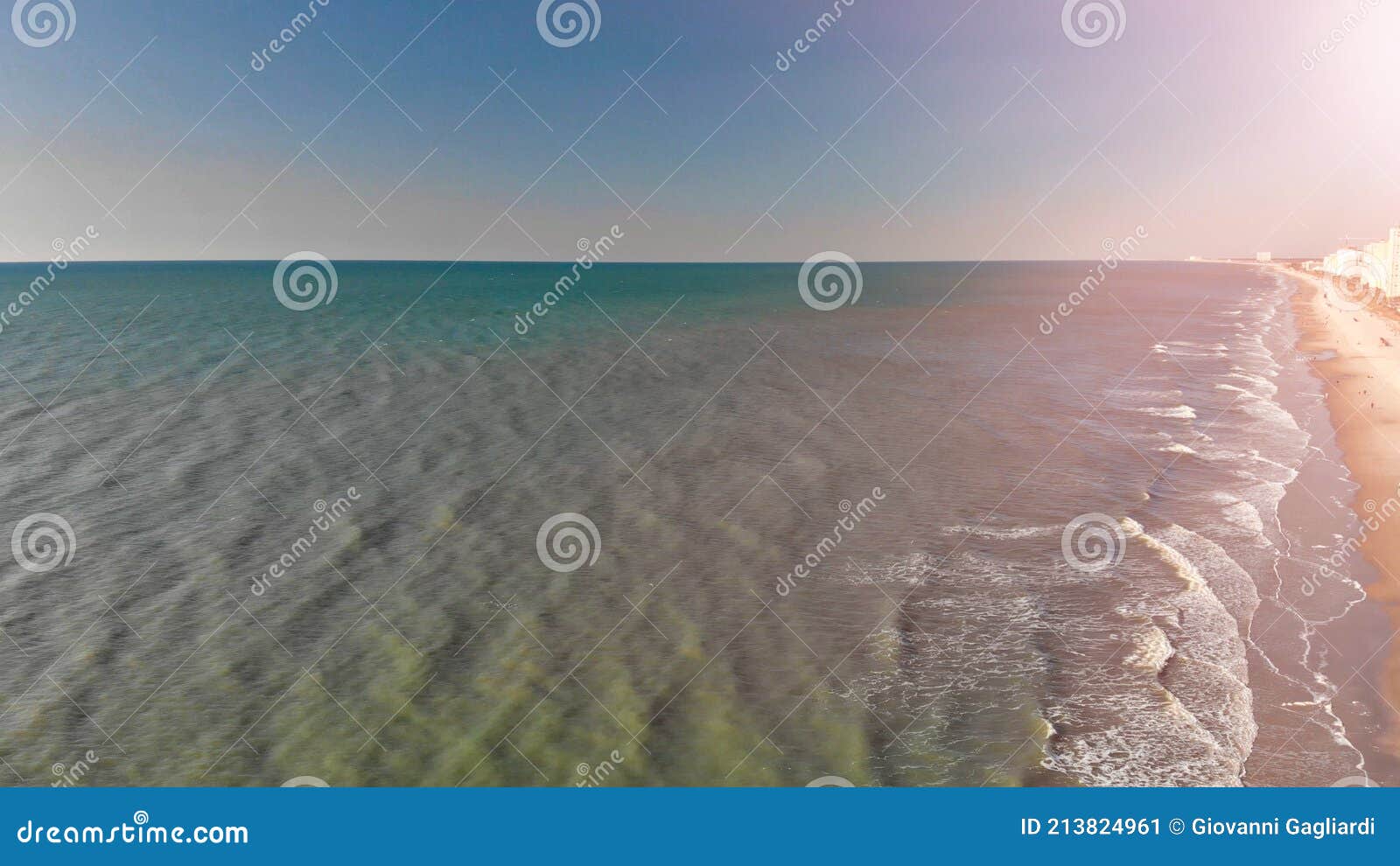 Backlit View of Ocean at Sunset from Drone Stock Image - Image of shore ...