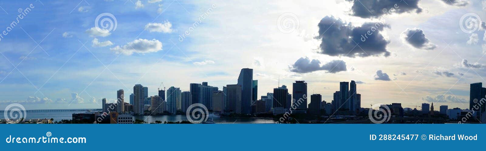Backlit View of the Skyline of Miami, Florida Stock Image - Image of ...