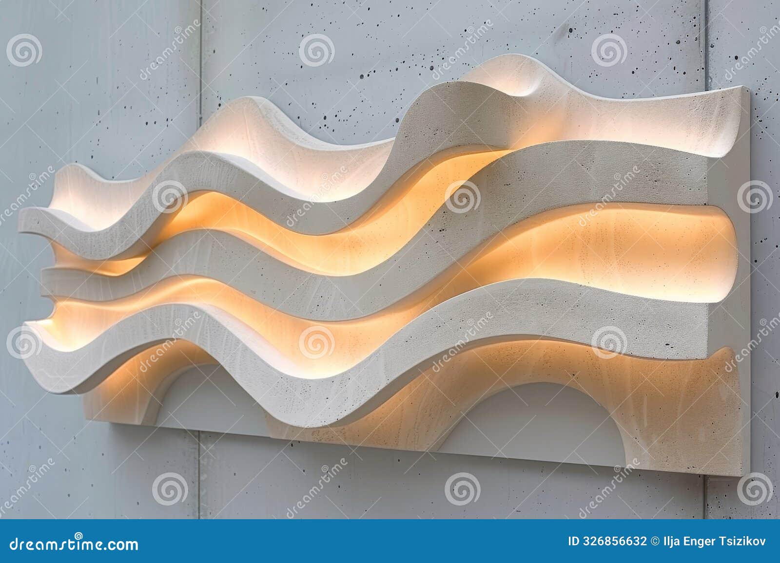 Backlit Wavy Stone Wall Decor.Modern Interior Design Element Glowing ...