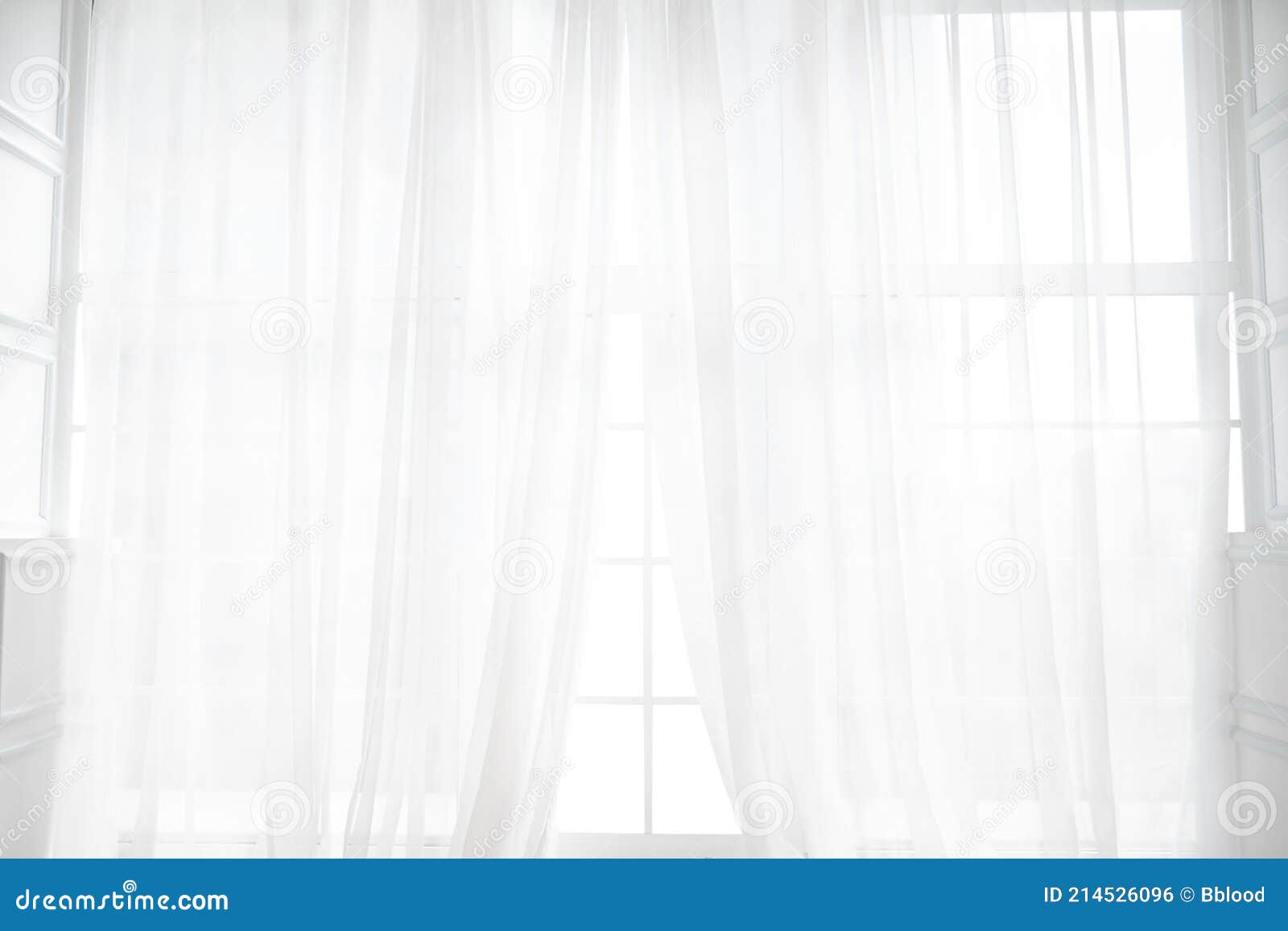 Backlit Window with White Curtains in Empty Room Stock Photo - Image of ...