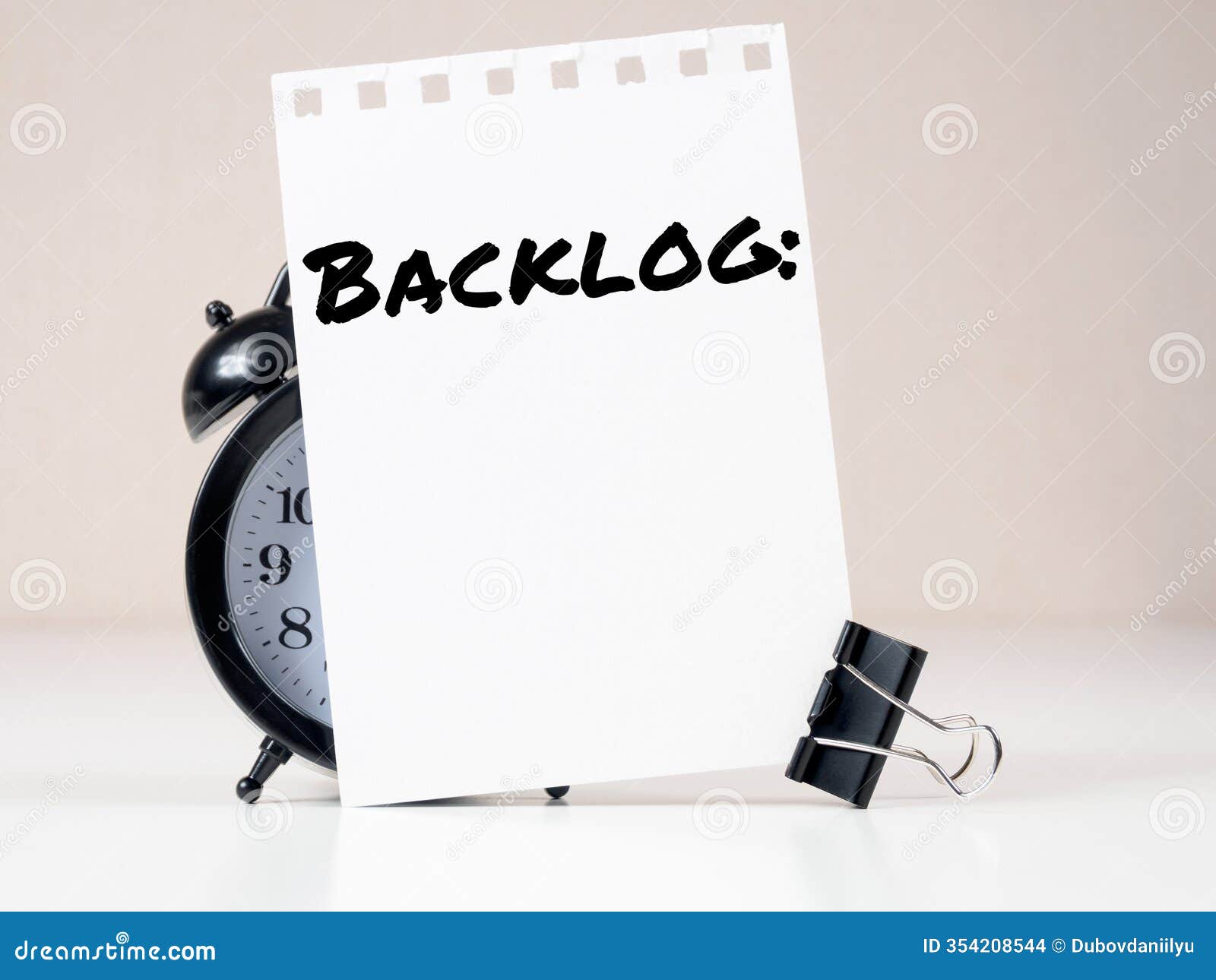 Backlog Header on White Note Paper Background Alarm Clock Stock Photo ...
