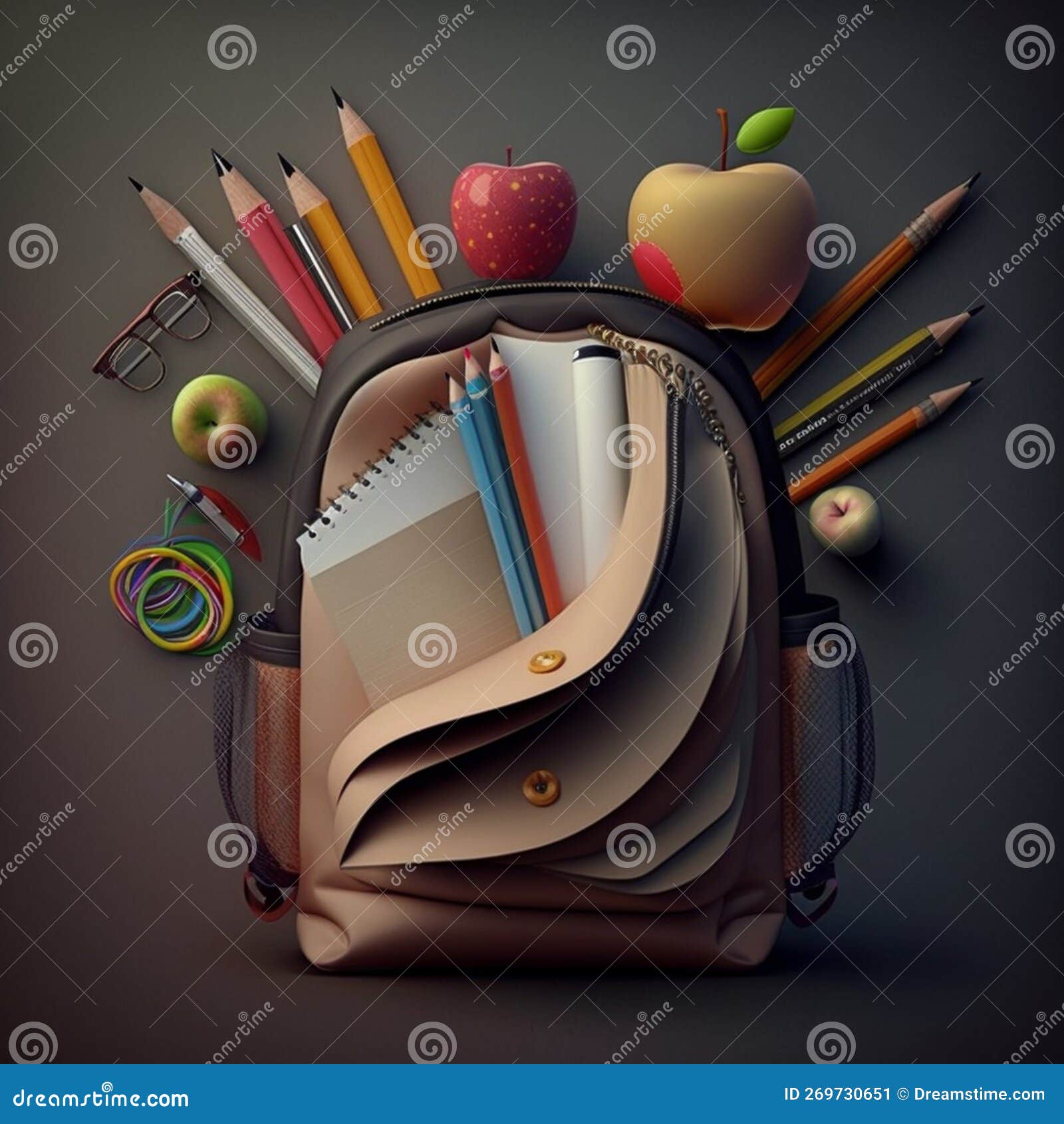 Backpack Accessories of Education Stuff for College Stock Illustration ...
