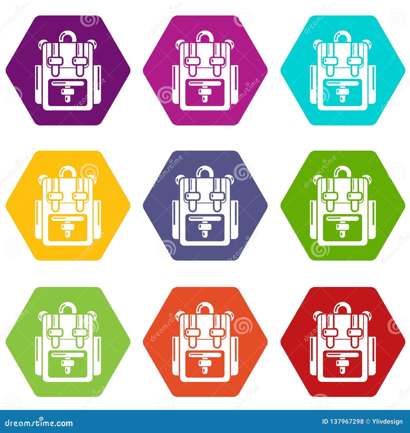 Backpack Adventure Icons Set 9 Vector Stock Vector - Illustration of ...