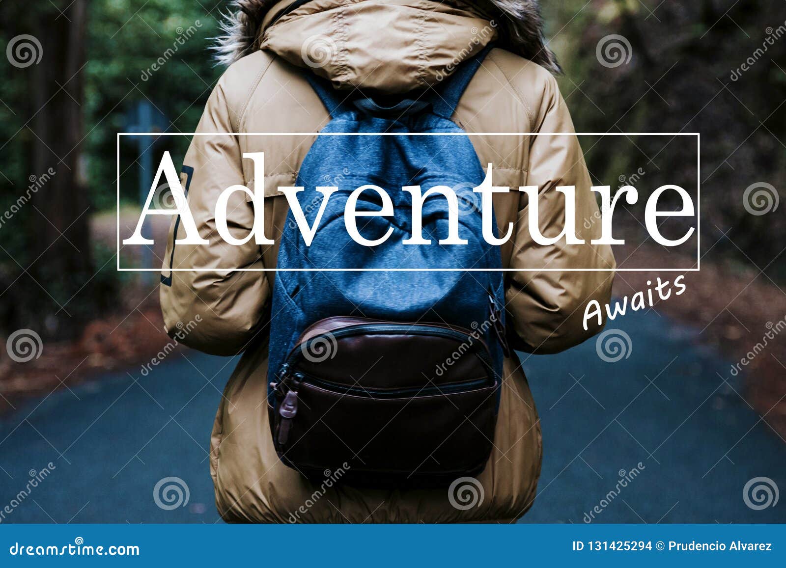 Backpack and Adventure Message Stock Photo - Image of motivational ...