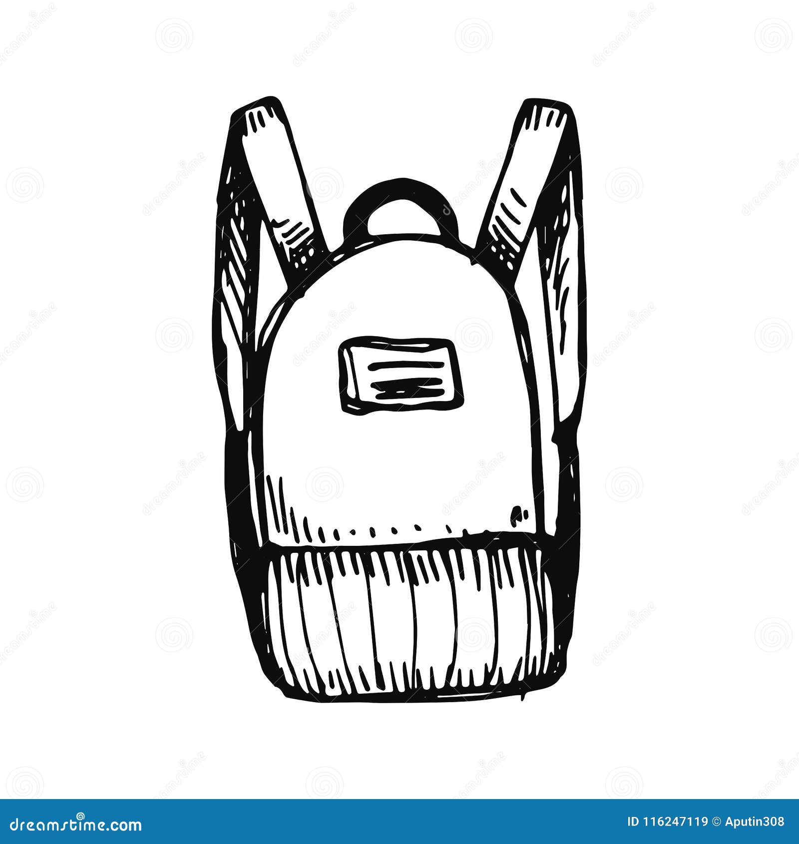 Backpack Black Isolated Sketch on White Background Vector Stock Vector ...