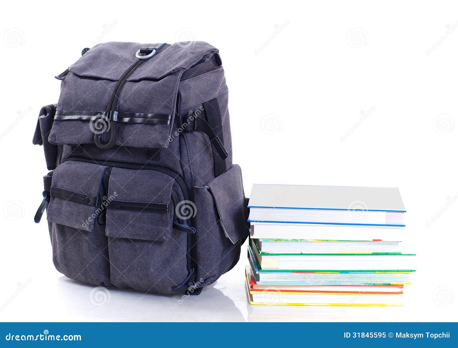 Backpack with book stock image. Image of glue, black - 31845595