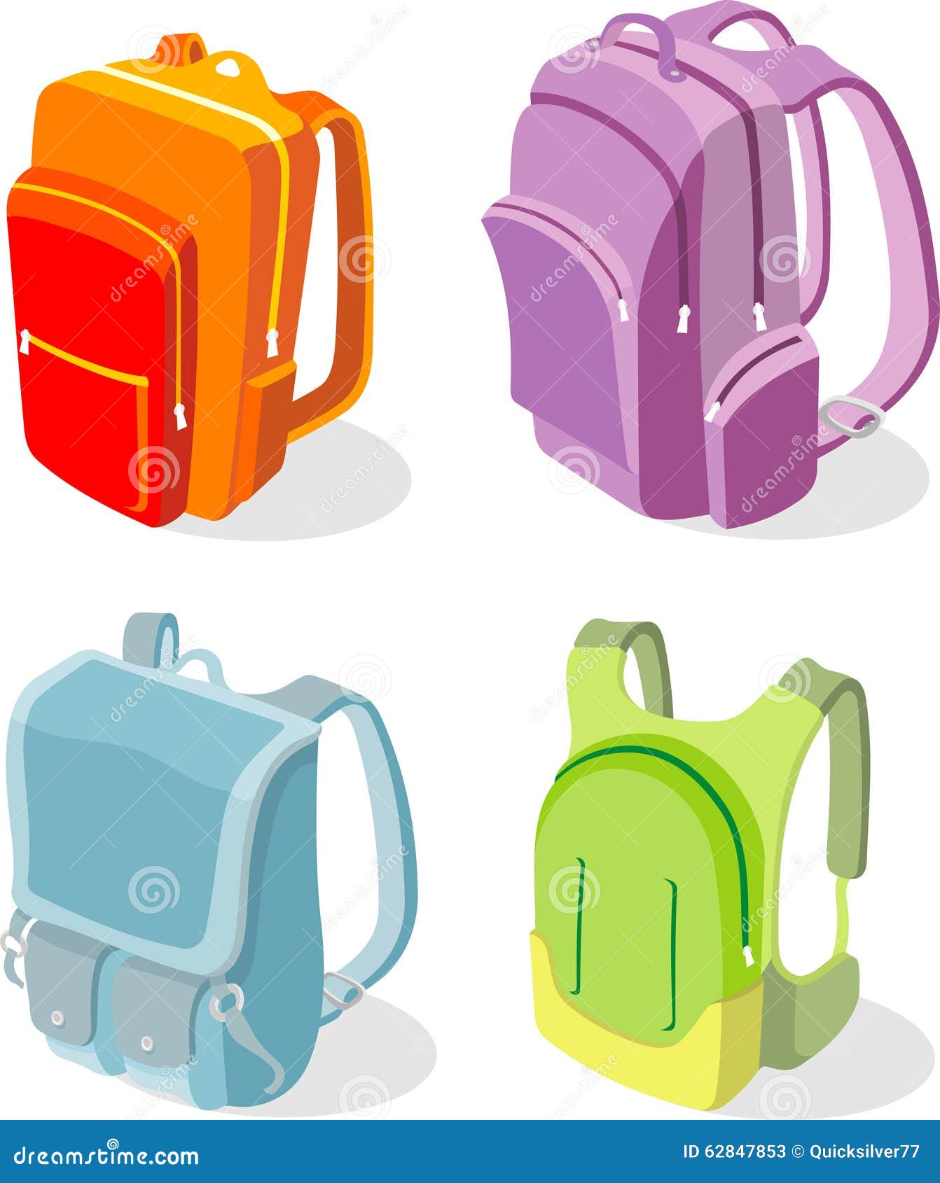Backpack Cartoon stock vector. Illustration of dimensional - 62847853