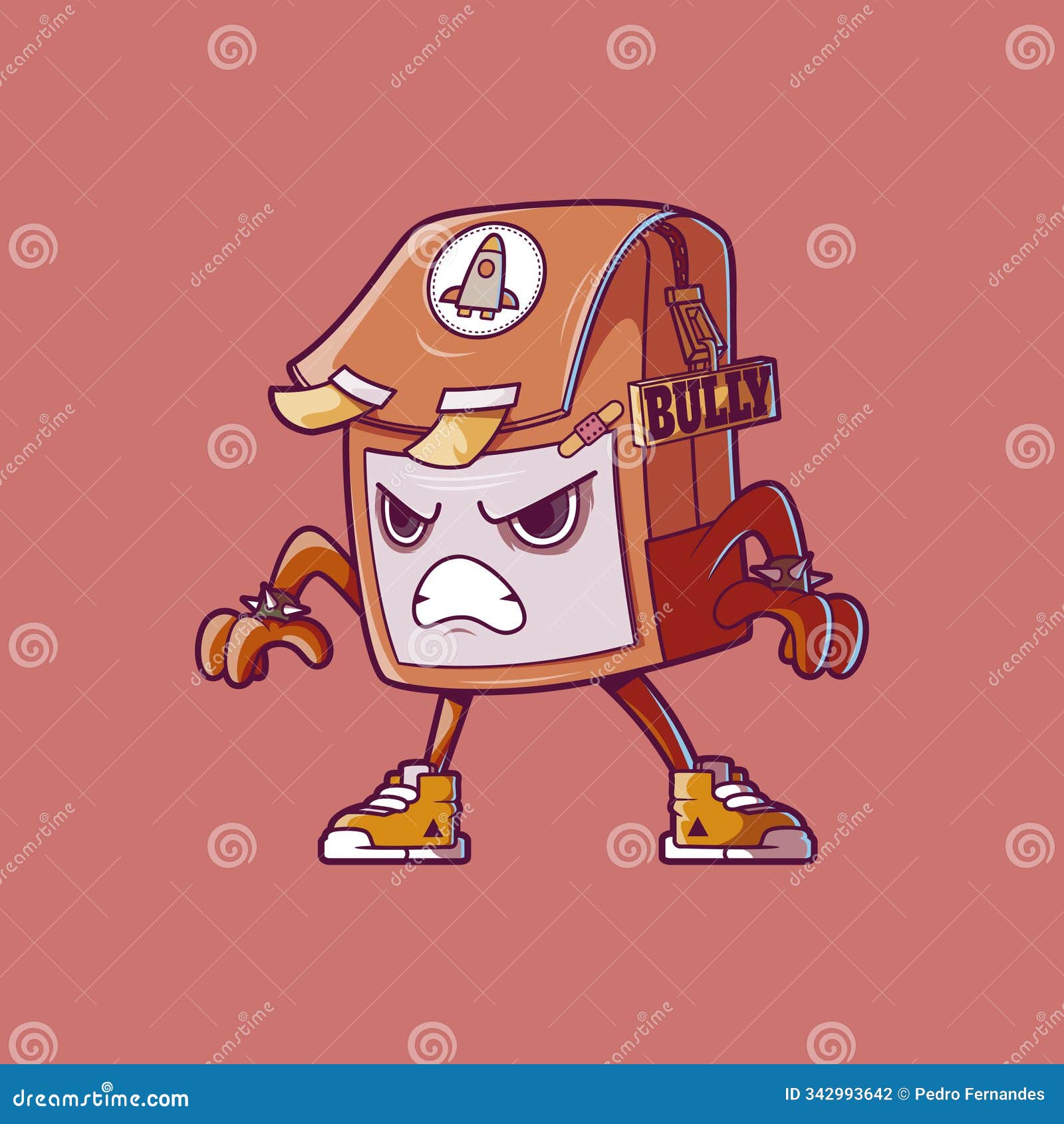 Backpack Character with an Angry Face Vector Illustration. Stock ...