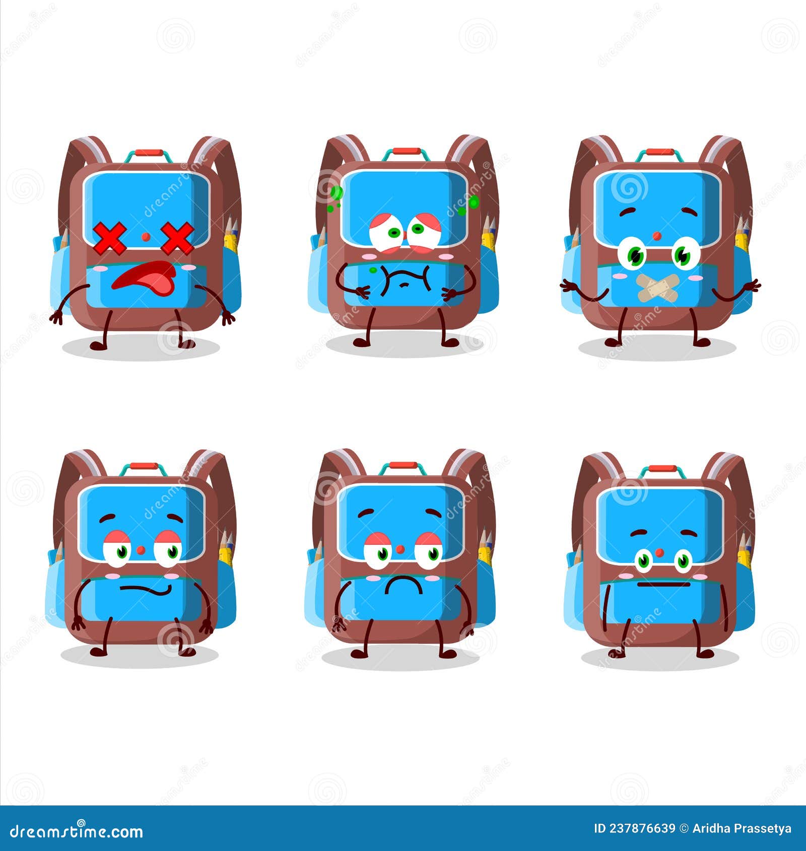 Backpack Children Cartoon Character with Nope Expression Stock Vector ...