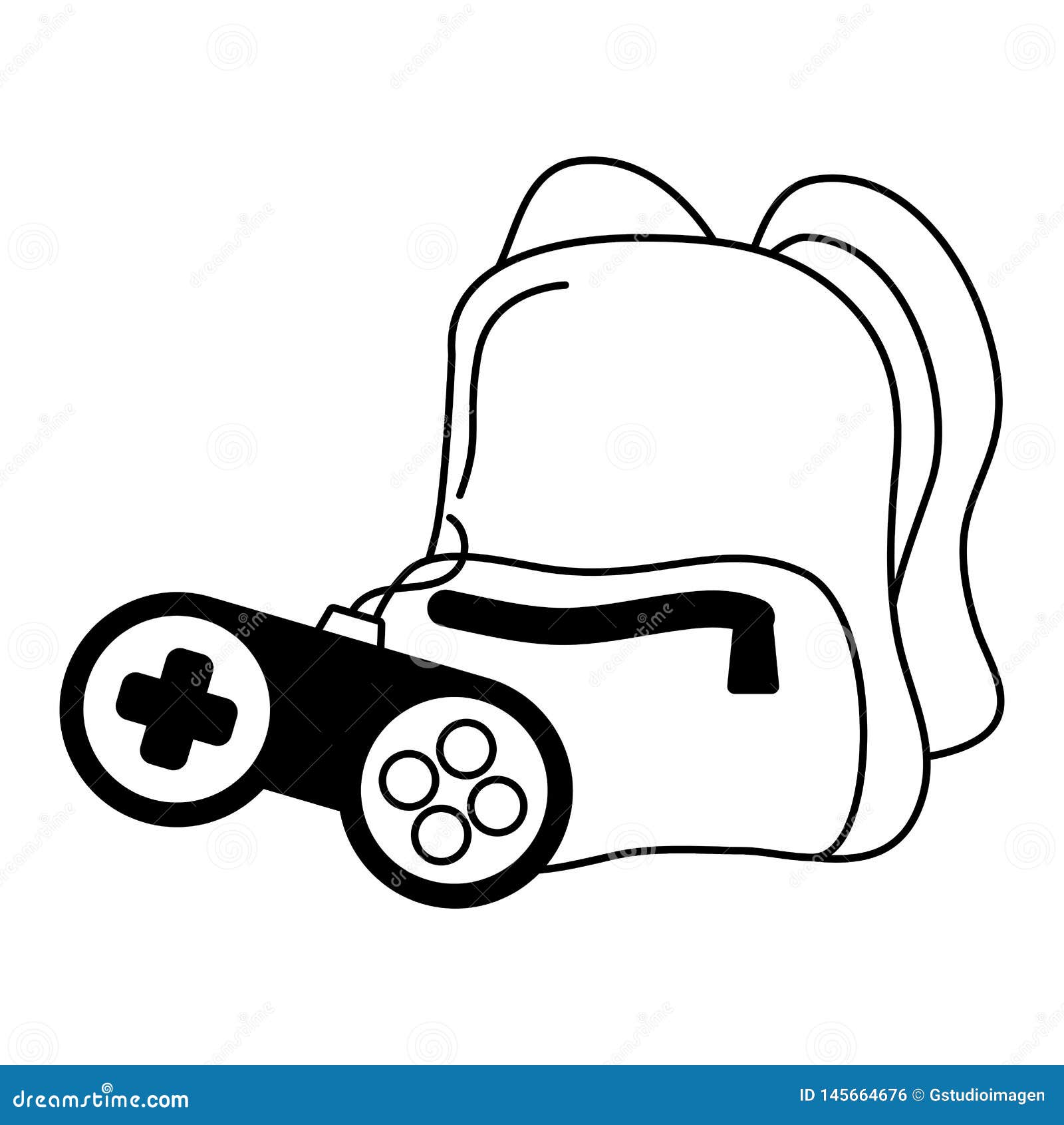 Backpack and Control Video Game Stock Illustration - Illustration of ...