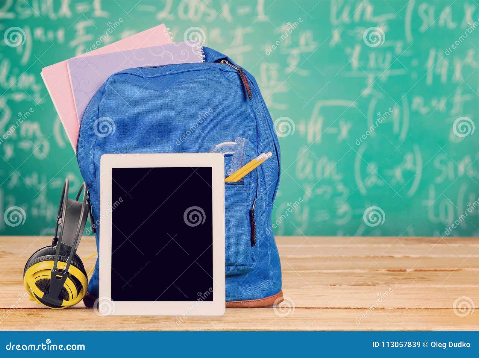 Backpack and Digital Tablet on the Table Stock Image - Image of tablet ...