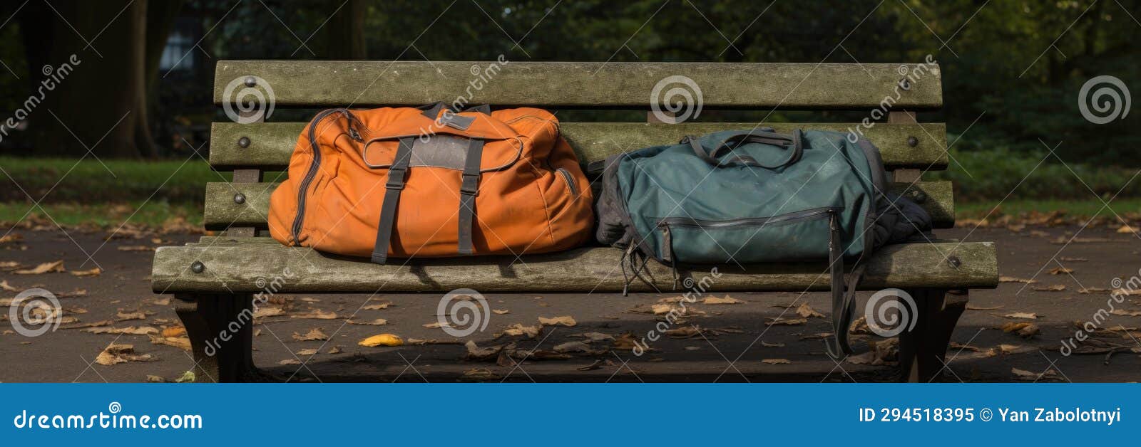 A Backpack and a Duffel Bag Sitting on a Bench Stock Illustration ...