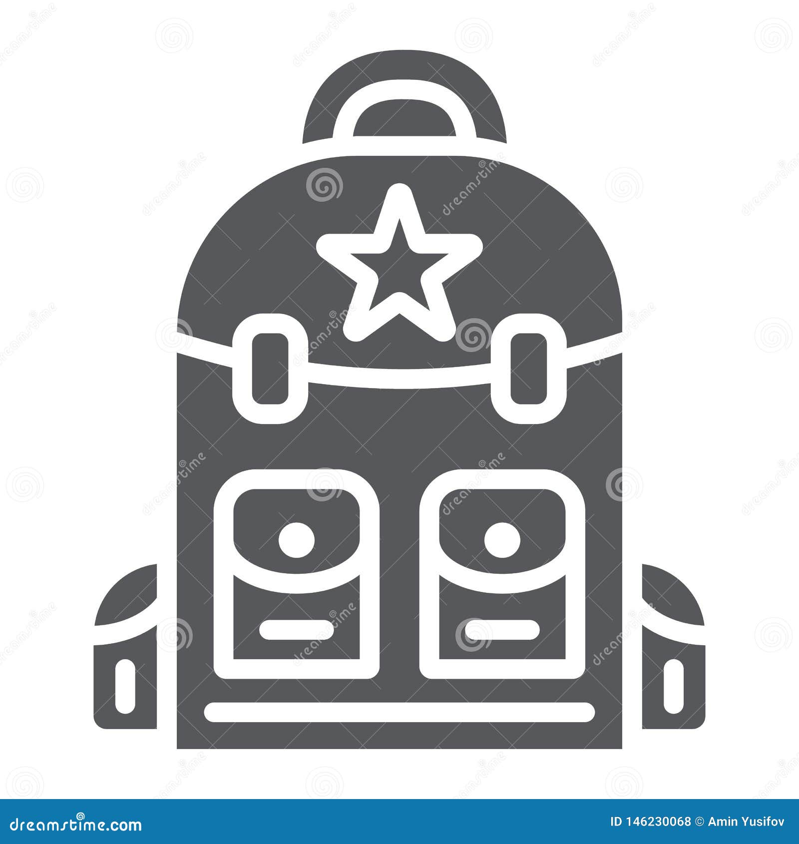 Backpack Glyph Icon, Camping and Travel, Bag Sign, Vector Graphics, a Solid Pattern on a White ...