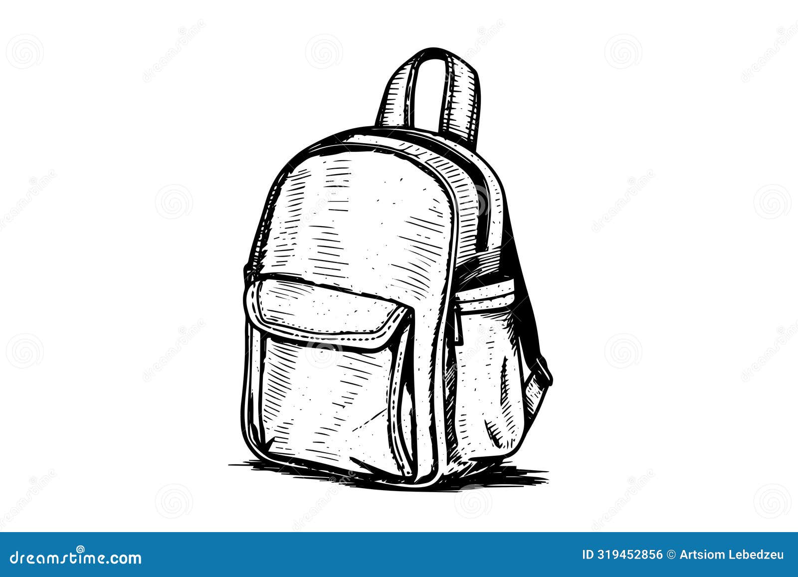 Backpack Hand Drawn Ink Sketch. Engraved Retro Style Vector ...