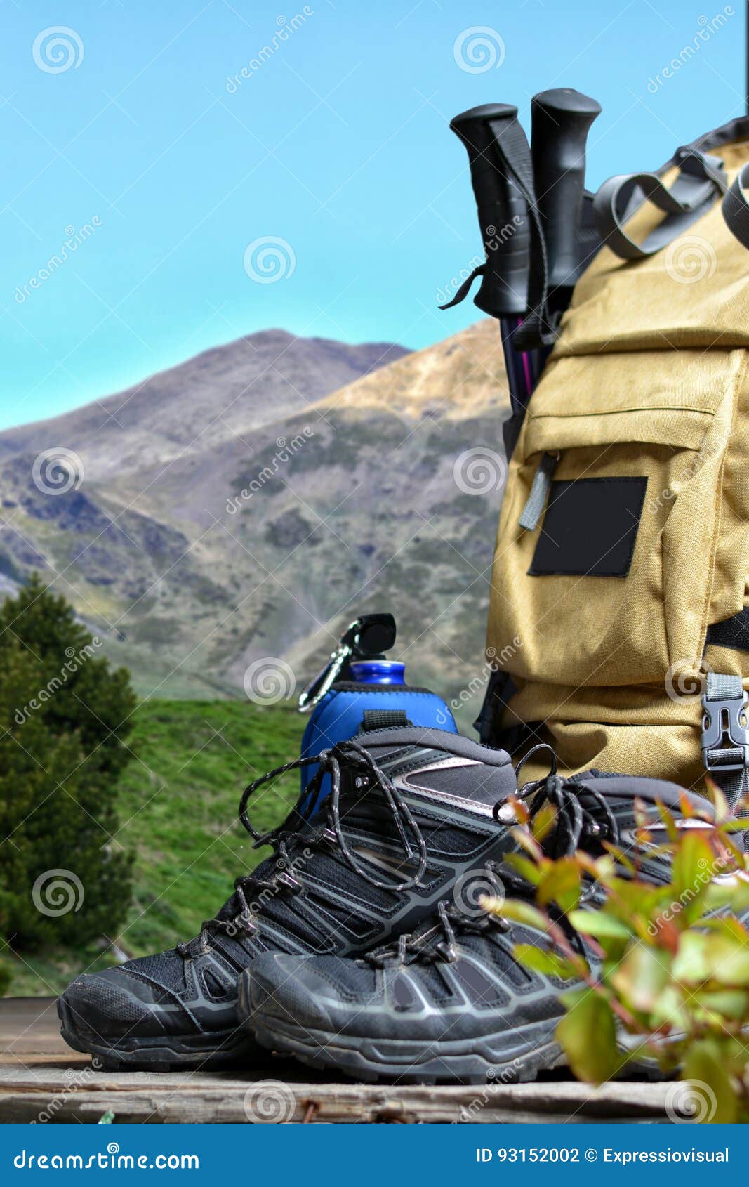 Backpack Hiking with Boots of Mountain Stock Photo - Image of trip ...