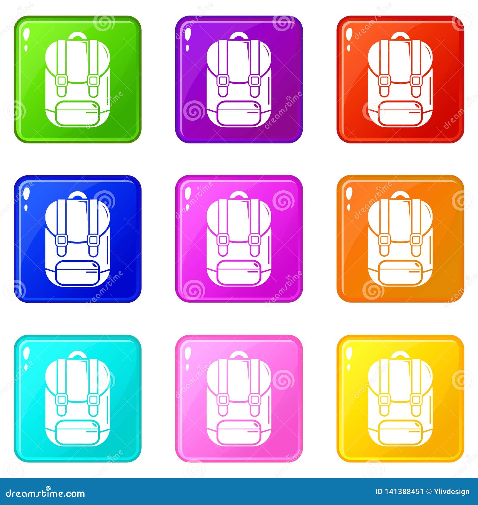 Backpack Icons Set 9 Color Collection Stock Vector - Illustration of ...