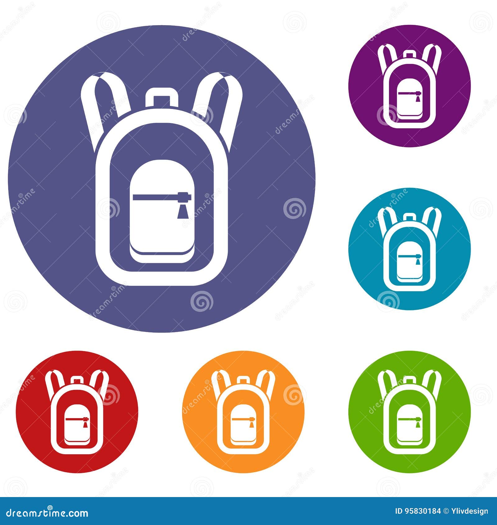 Backpack icons set stock vector. Illustration of belt - 95830184