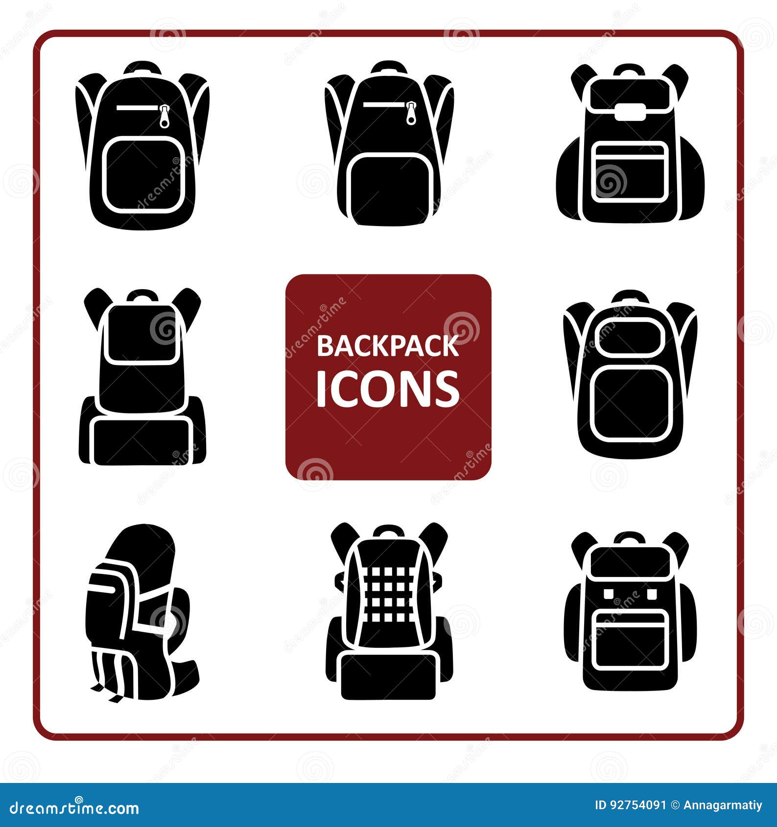 Backpack Icons Set Stock Vector Illustration Of Hiker 92754091