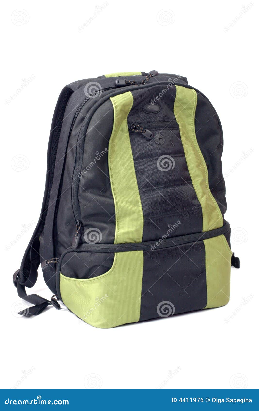 Backpack isolated stock photo. Image of nylon, full, green - 4411976