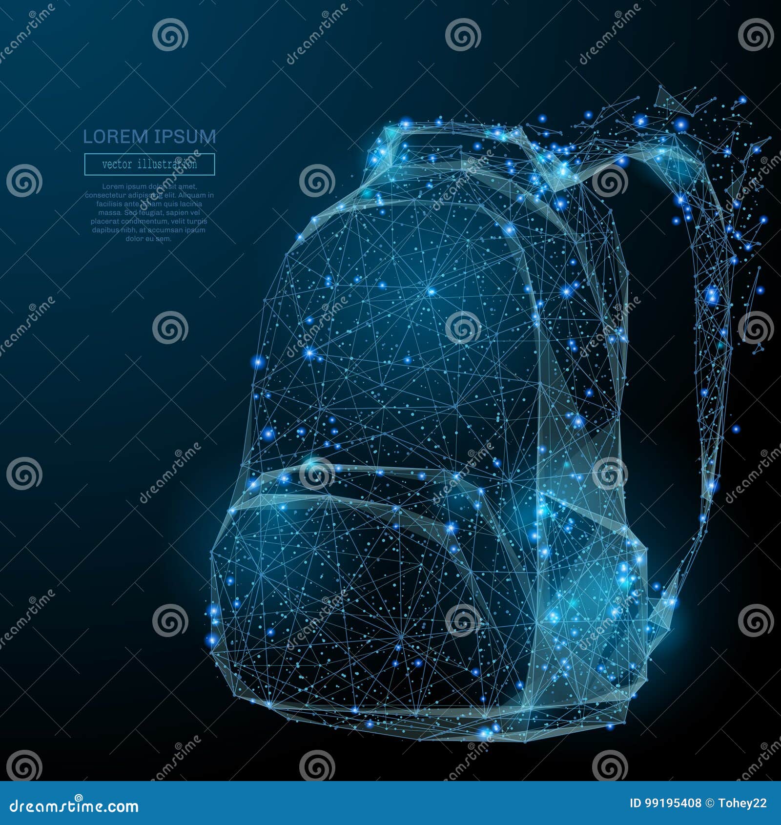 SCHOOL BACKPACK Low Poly Blue Stock Vector - Illustration of network ...