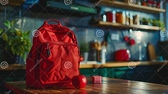 Backpack on Kitchen Counter, Preparing for Back To School Stock Photo ...
