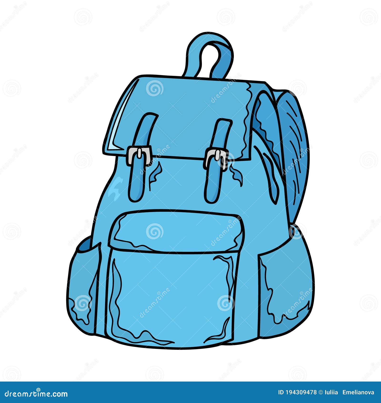 Backpack of Light Blue in a Hike. Vector Illustration. Stock Vector ...