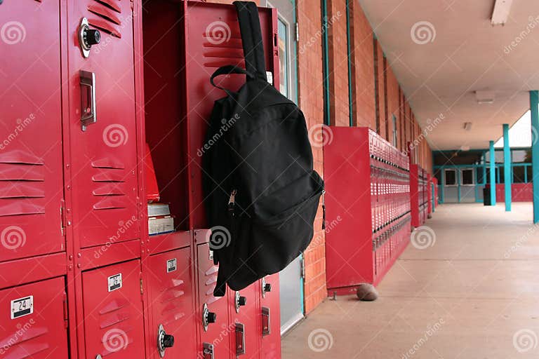 Backpack on locker stock image. Image of teenage, locker - 2895917