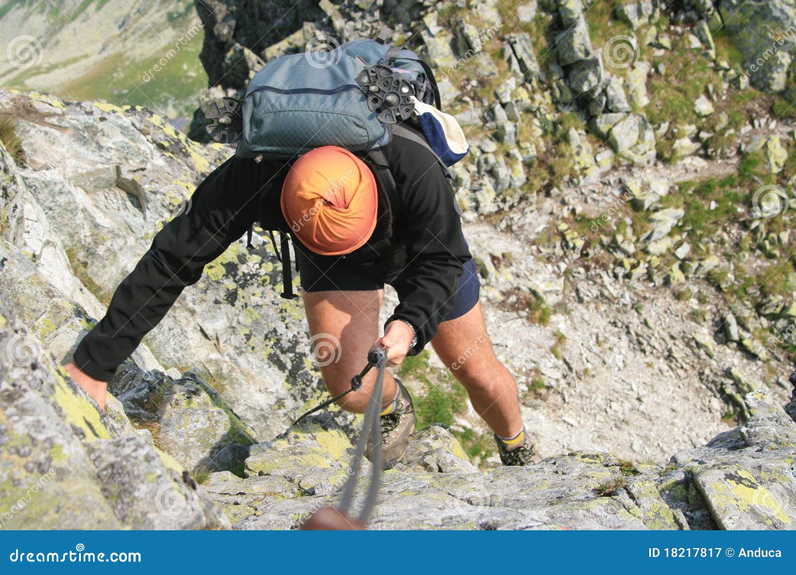 Backpack man climbing stock image. Image of europe, risk - 18217817