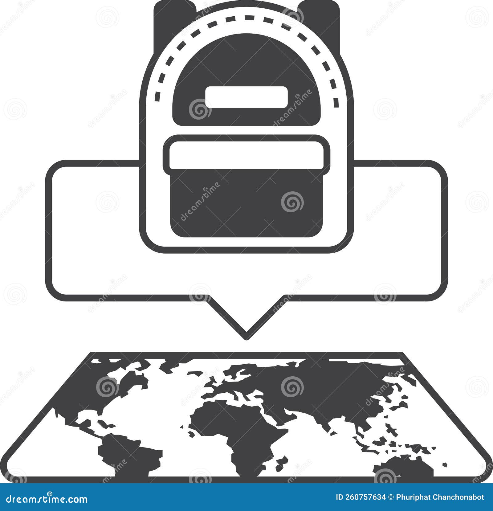 Backpack and Map Illustration in Minimal Style Stock Vector ...