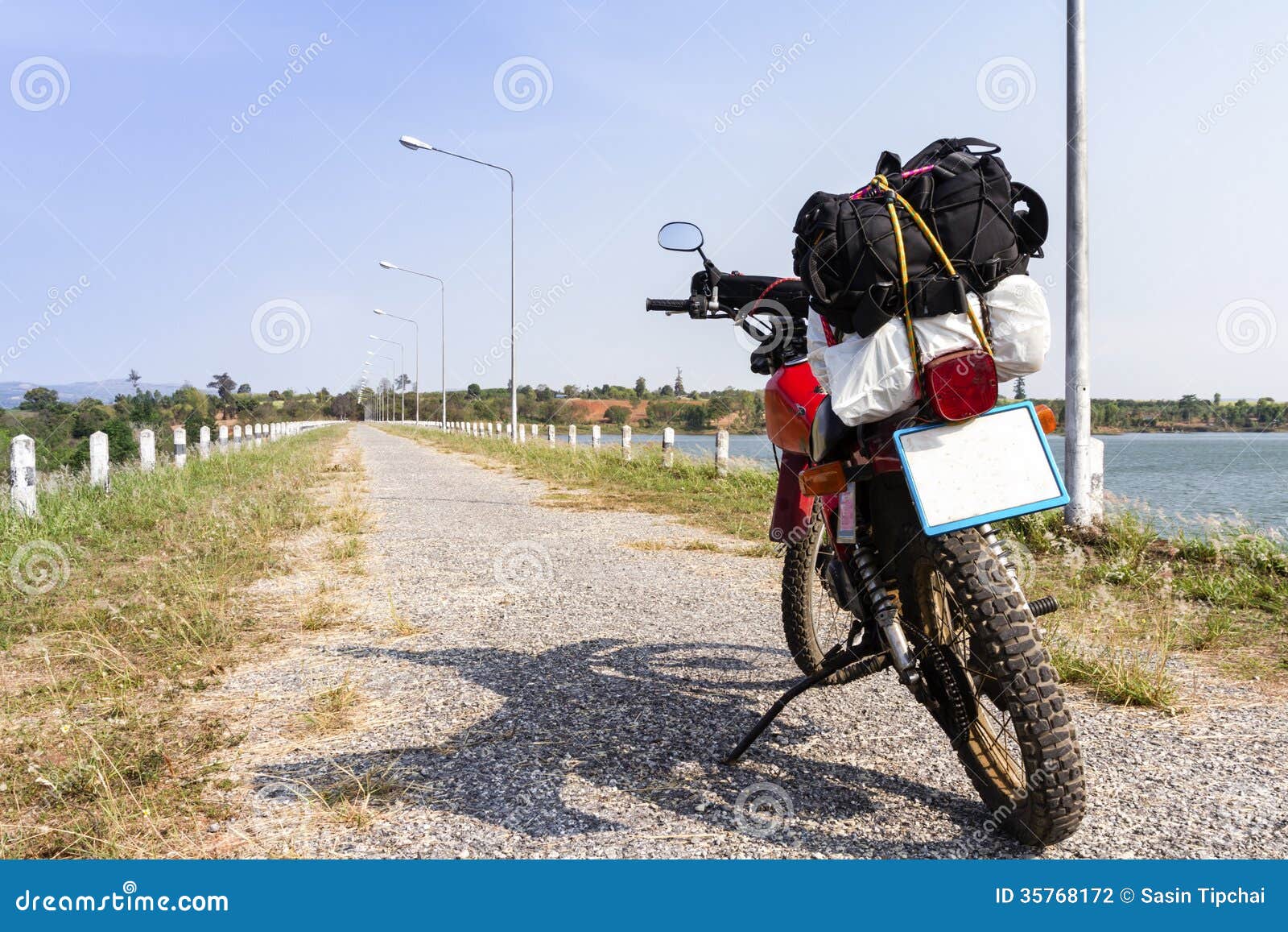 Backpack on Motorbike Ready To Go Stock Photo - Image of excited ...