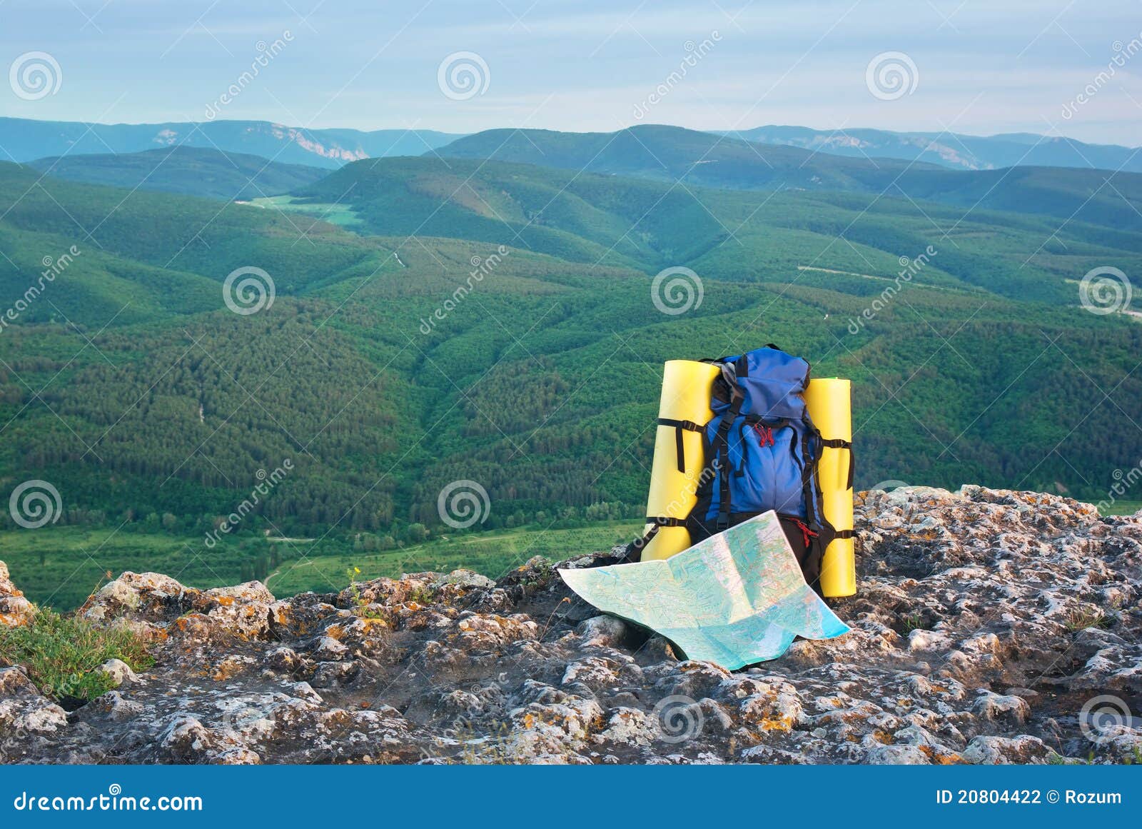 Backpack in mountain. stock photo. Image of hike, backpack - 20804422