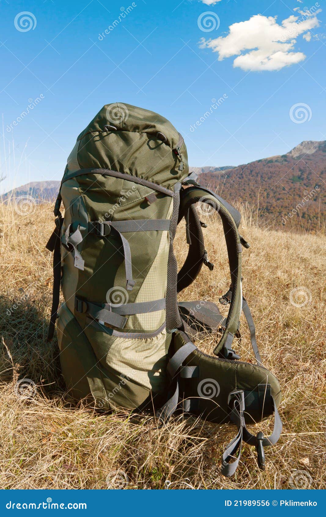 Backpack in mountains stock photo. Image of freedom, distance - 21989556
