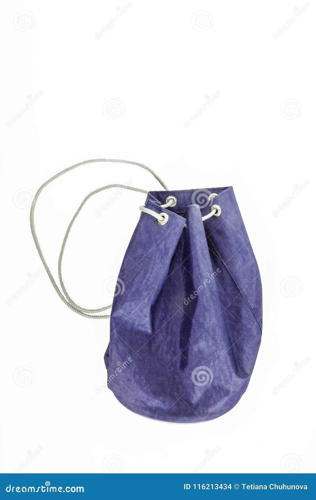 Backpack Pulling on Rope Isolated on White Background Stock Photo ...