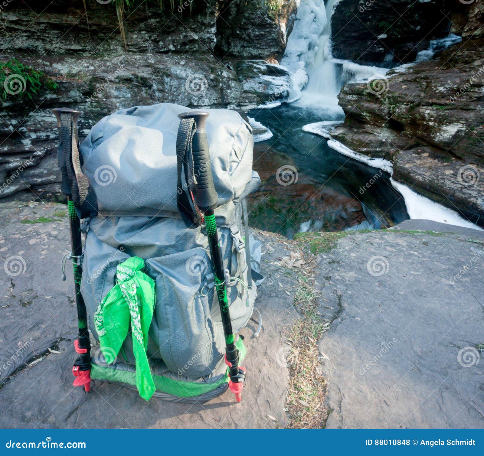 Backpack on the Rocks stock photo. Image of lifestyle - 88010848