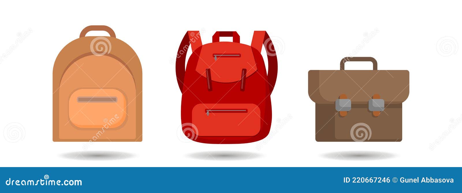 Backpack. Rucksack. Knapsack. Schoolbag. Sack Clip Art Set Stock Vector ...