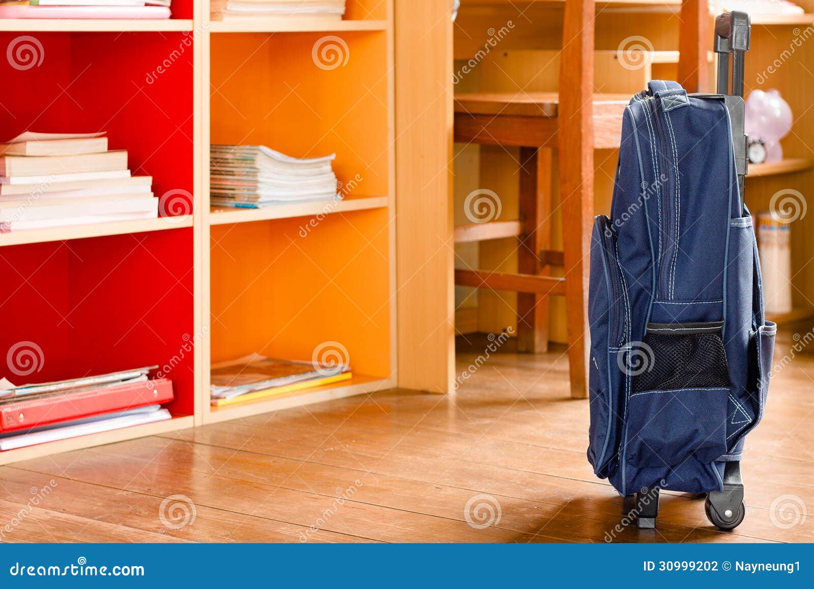 Backpack School in Homework Room Stock Photo - Image of room, education ...