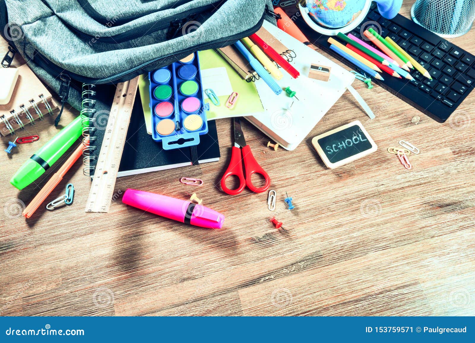 Backpack with School Supplies. Back To School Stock Image - Image of ...