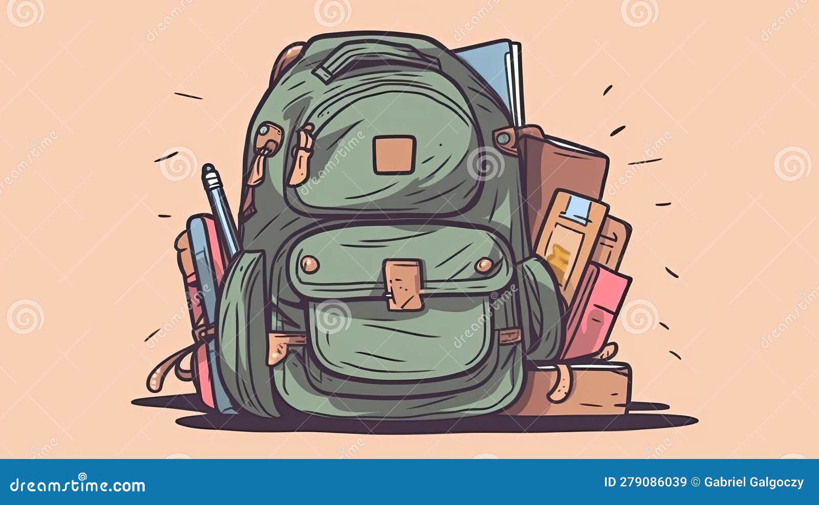 Backpack with School Supplies. Back To School Concept Stock ...