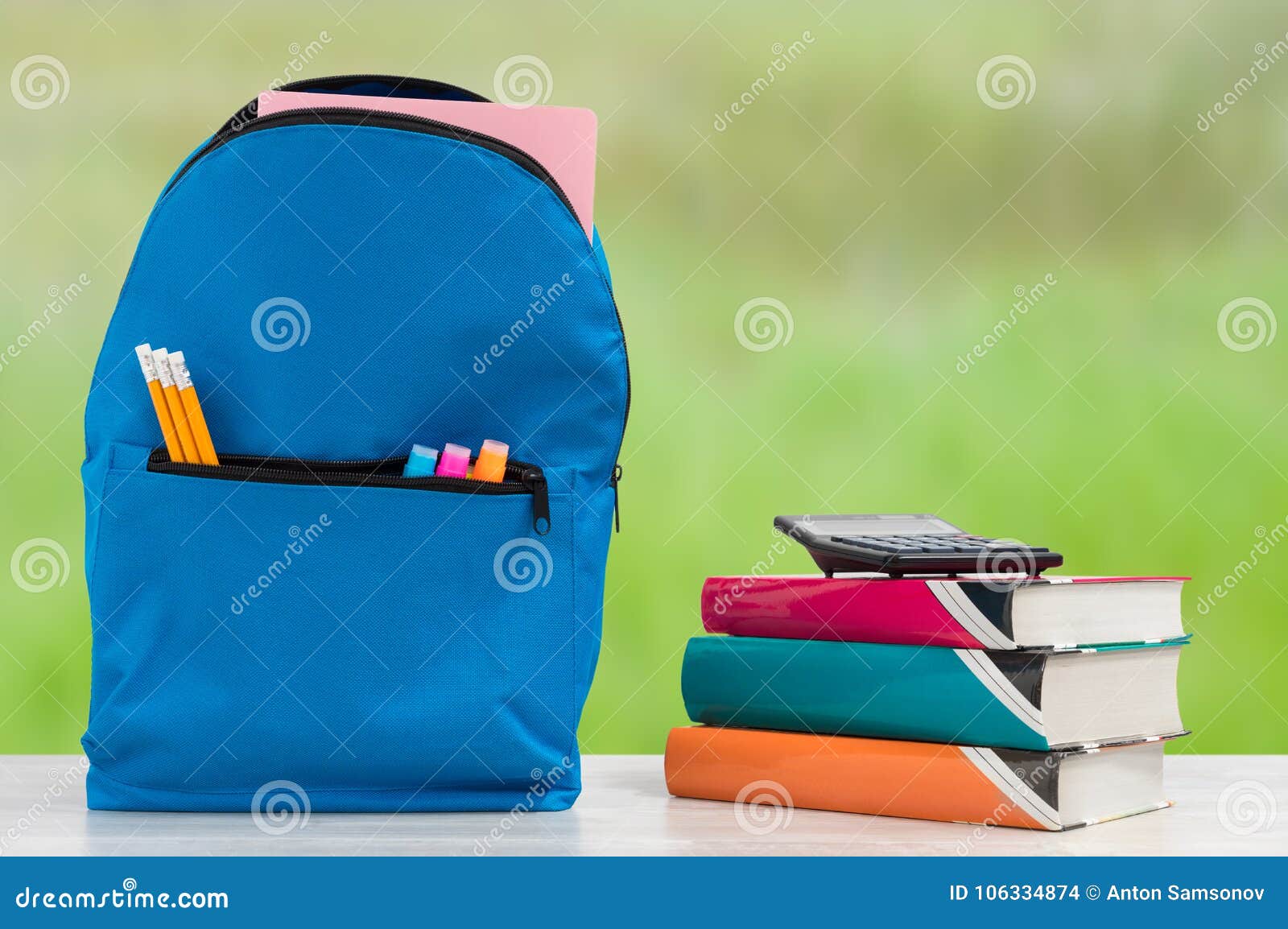 Backpack school stock photo. Image of isolated, book - 106334874