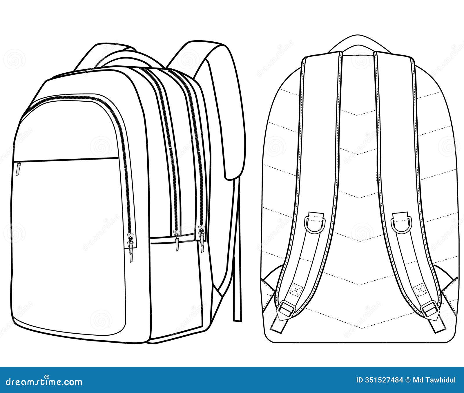 Backpack Silhouette Technical Vector Illustration Design Stock ...