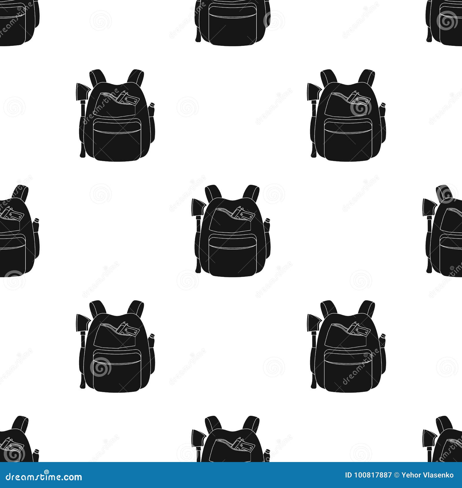 Backpack, Single Icon in Black Style.Backpack, Vector Symbol Stock ...
