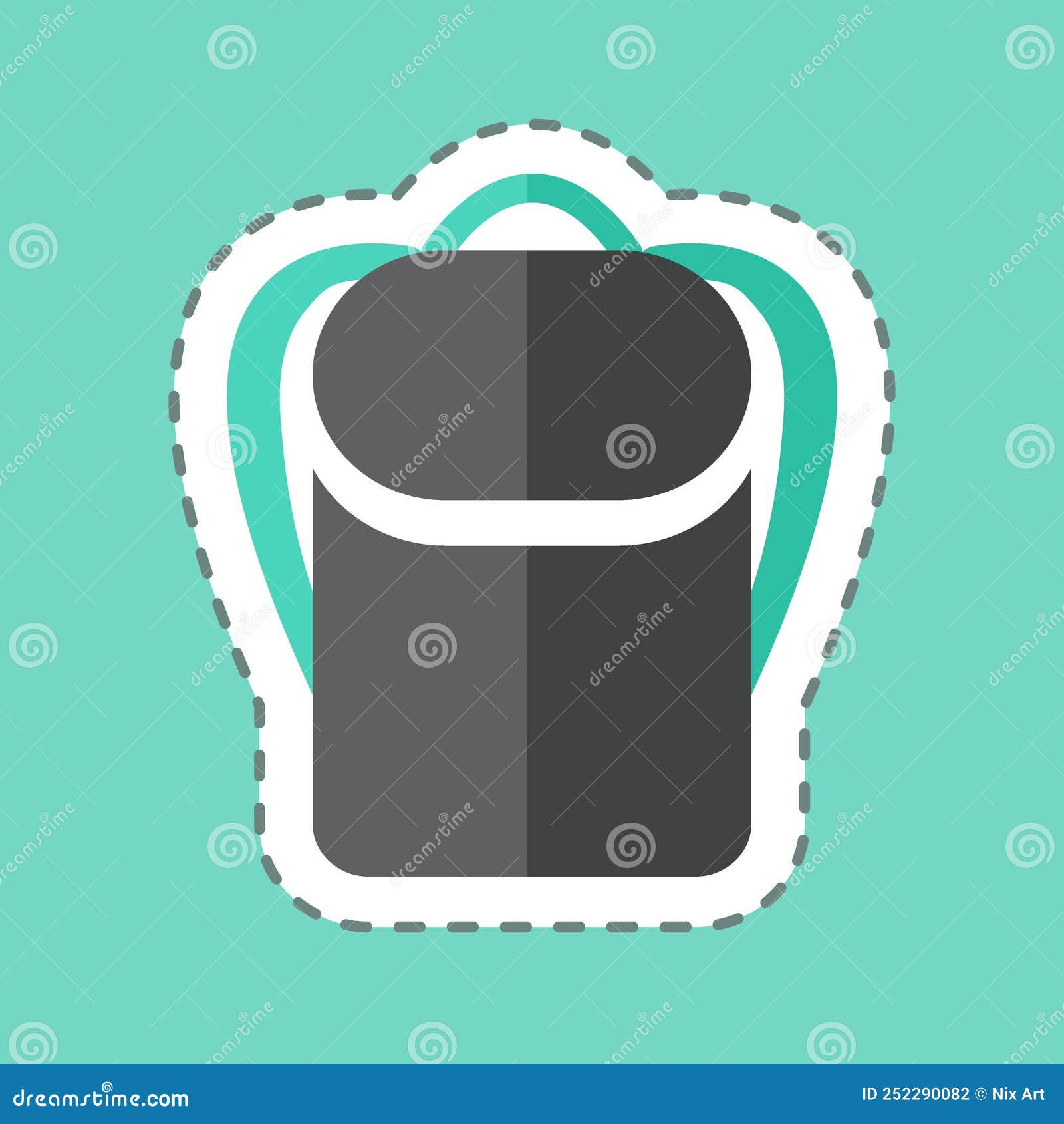 Backpack Sticker in Trendy Line Cut Isolated on Blue Background Stock ...