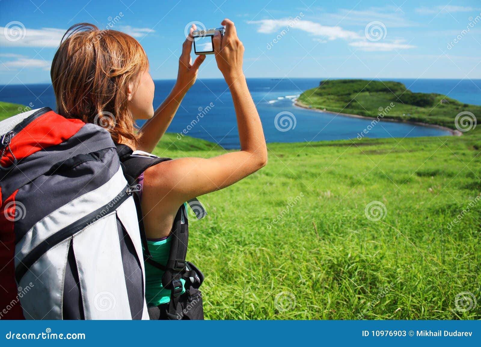 Backpacker stock image. Image of summer, hair, hand, look - 10976903