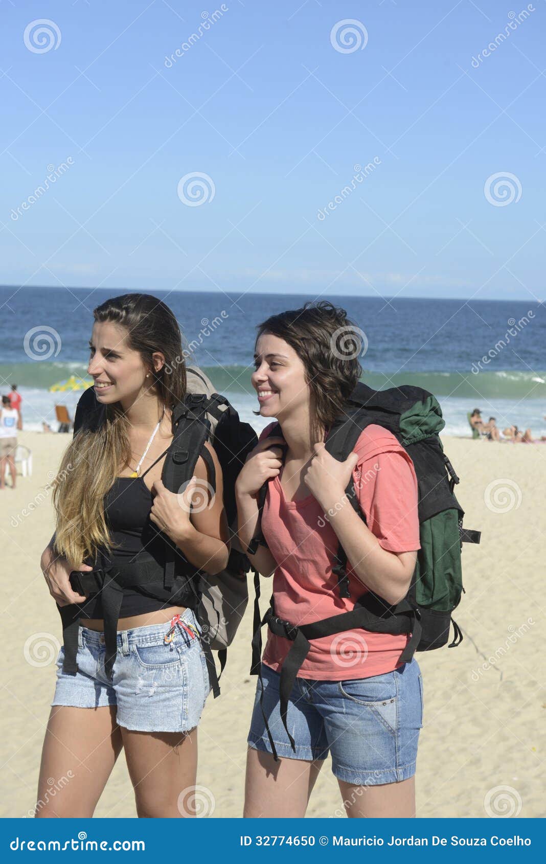 Backpacker Arriving on the Beach Stock Photo - Image of backpacking ...