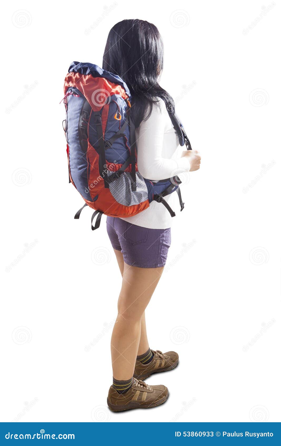 Backpacker with Backpack in Studio Stock Image - Image of length ...