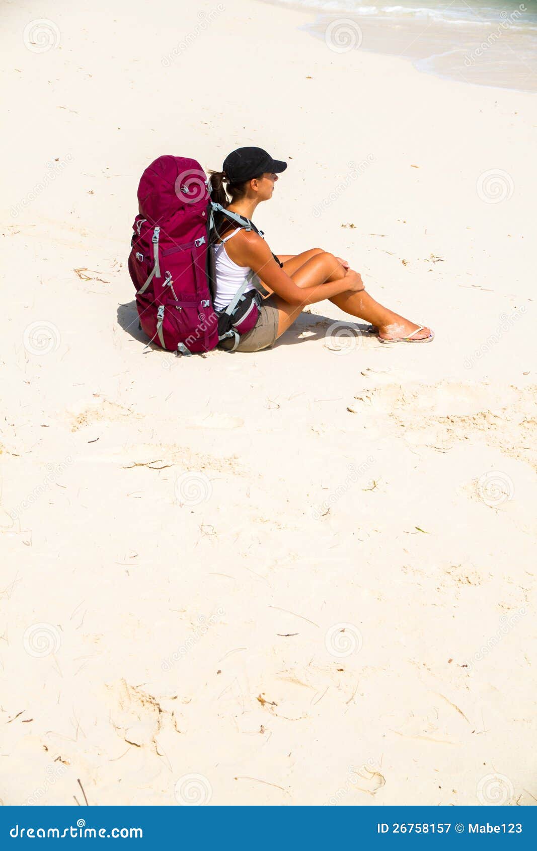 Backpacker on beach stock image. Image of beach, alone - 26758157