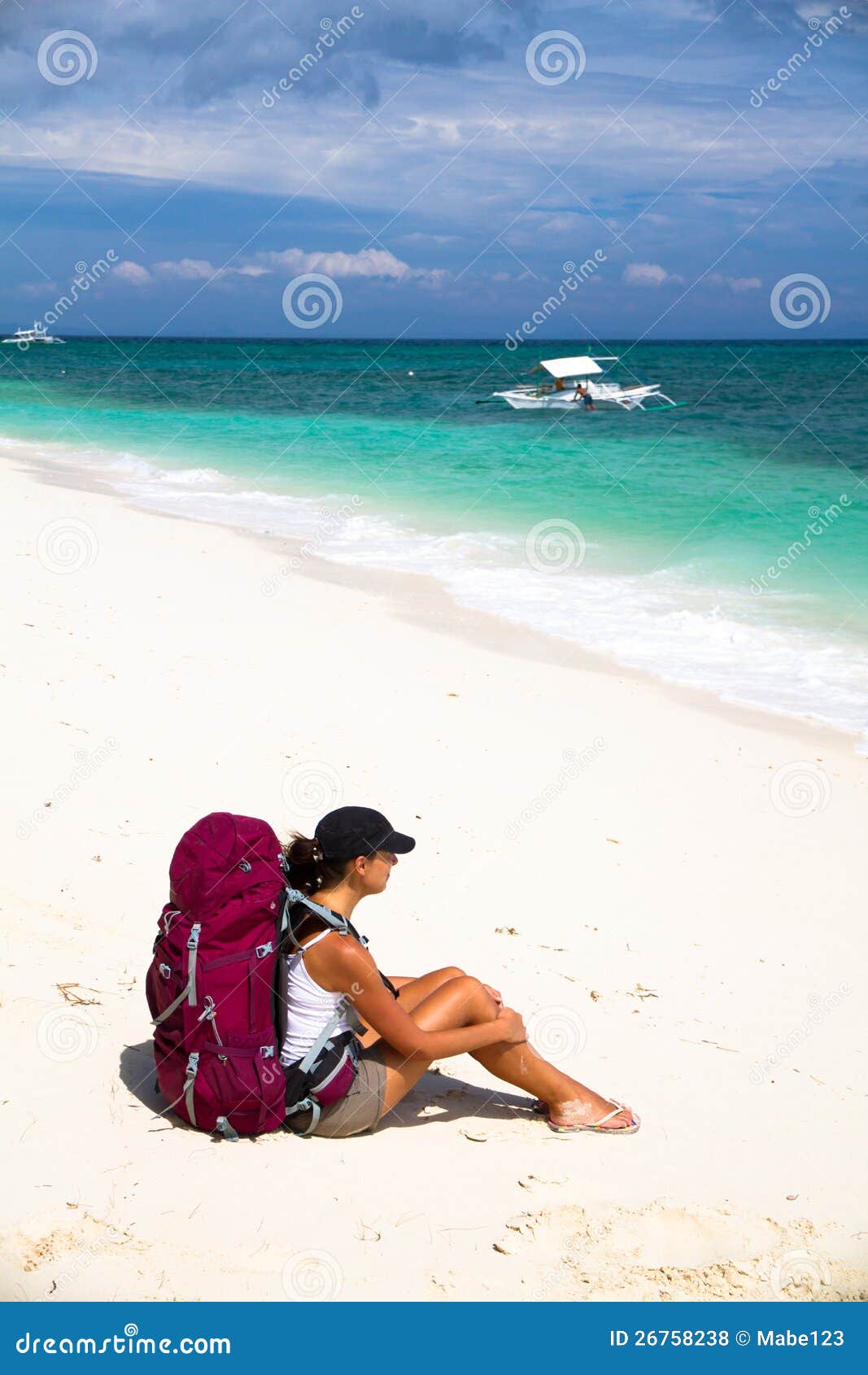 Backpacker on beach stock photo. Image of young, beach - 26758238