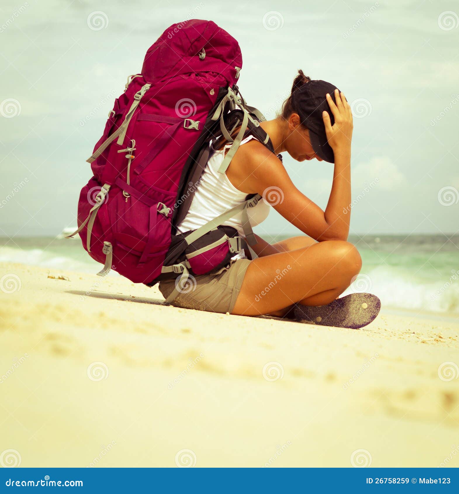 Backpacker on beach stock image. Image of backpacker - 26758259